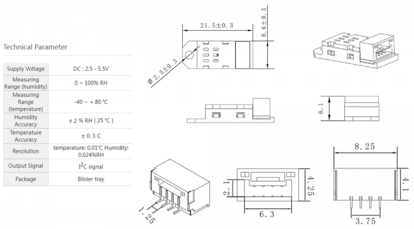 AM2108 微型數位溫濕度感測器 I2C AHT20 | 米羅科技文創學院